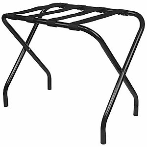KB Designs - Metal Folding Luggage Rack Suitcase Stand, Black