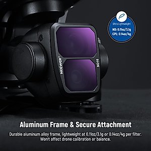 NEEWER ND & CPL Filter Set Compatible with DJI Air 3, 4 Pack ND16 ND32 ND64 CPL Polarizer Neutral Density Filter Kit, Secure Attach/Multi Coated HD Optical Glass/Lightweight Frame