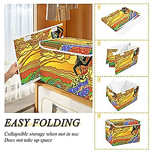 innewgogo African Woman Landscape Storage Bins with Lids for Organizing Dust-proof Storage Bins with Handles Oxford Cloth Storage Cube Box for Dog Toys