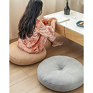 vctops Round Solid Floor Pillow Soft Thick Seat Cushion Cozy Seat Pad Pads for Bedroom Living Room Office Chair Sofa (Light Grey, Diameter 17")