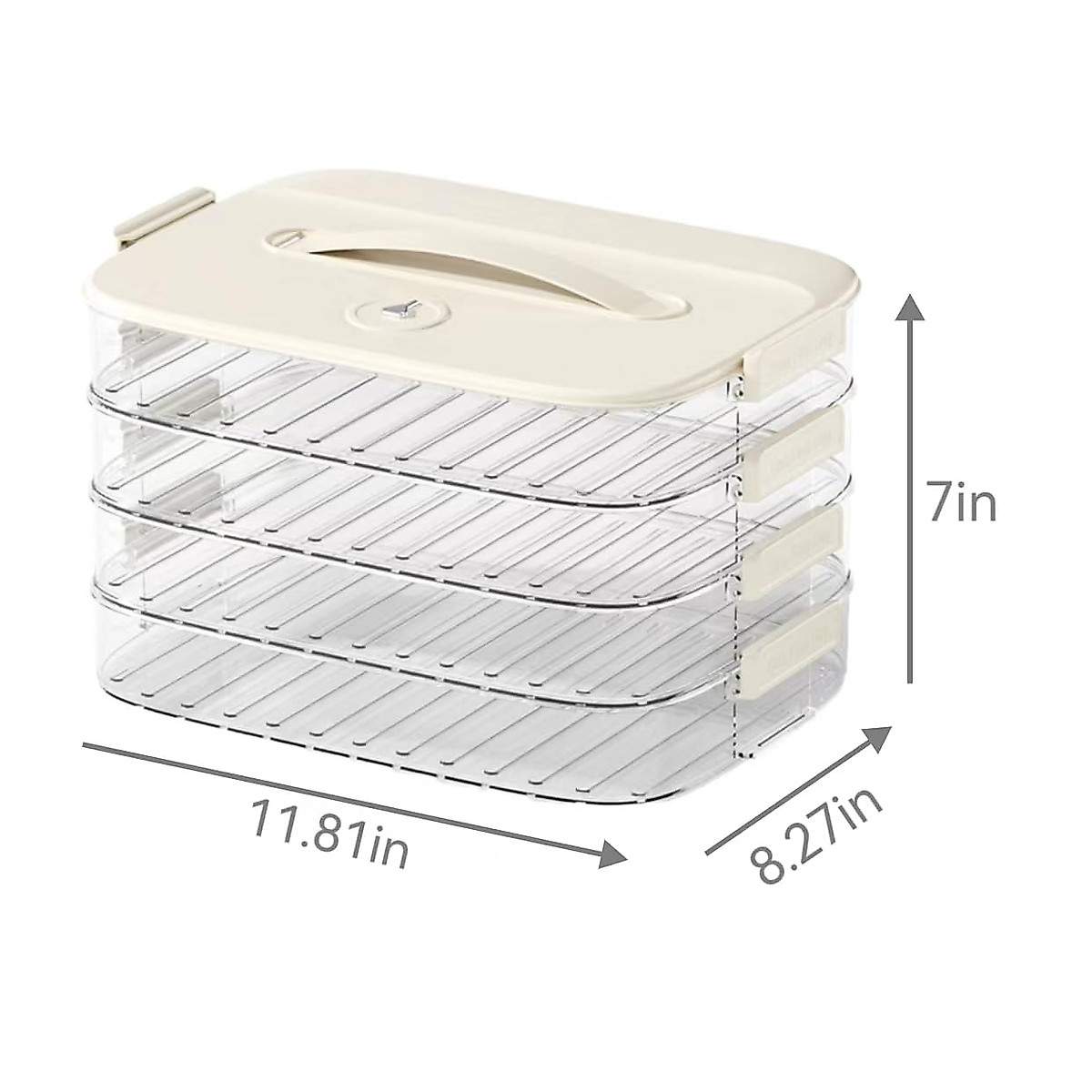 MANHONGYU 4-layer Food Storage Container, Dumpling Box,Cookie Container,Transparent Food Preservation Box for Kitchen and Refrigerator, Stackable Snack Container with Lid，Good Sealing,Heighten