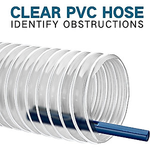 4" x 20' Heavy PVC Dust Collection Hose, Puncture Resistant PVC Dust Collection Hose, Flexible Clear PVC Fume Collection Hose with Carbon Steel Wire Coil for dust collection systems