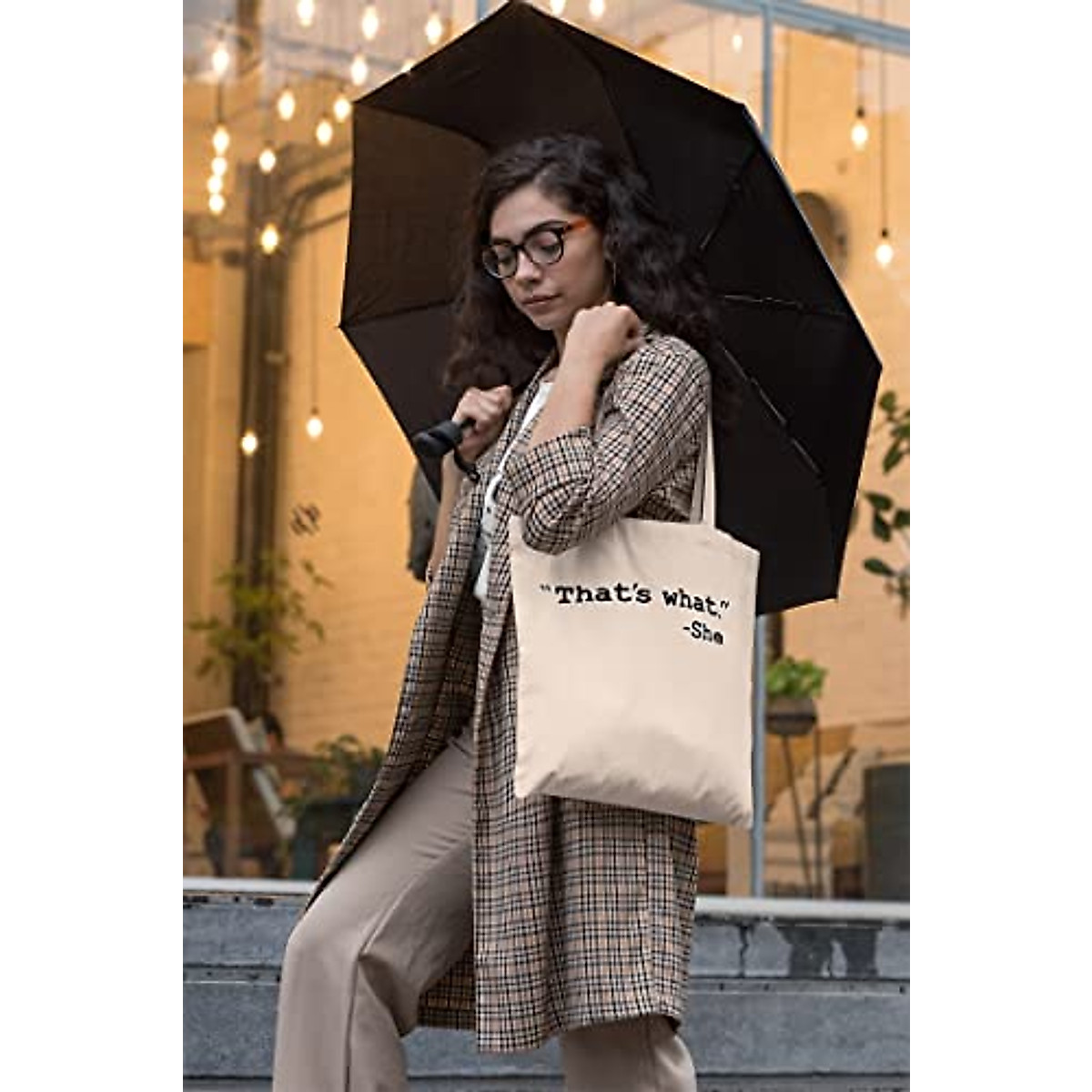 Pop Threads Thats What She Said Office Coworker Gift Funny Black 15x15 inches Large Canvas Tote Bag