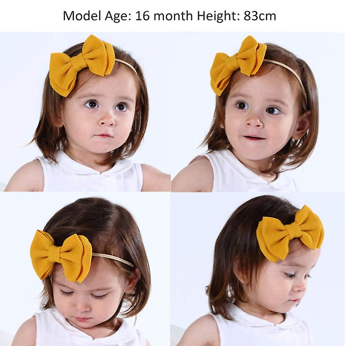 Prohouse 20 PCS Big Bows Baby Nylon Headbands Hairbands Hair Bows Elastics for Baby Girls Newborn Infant Toddler Child Hair Accessories