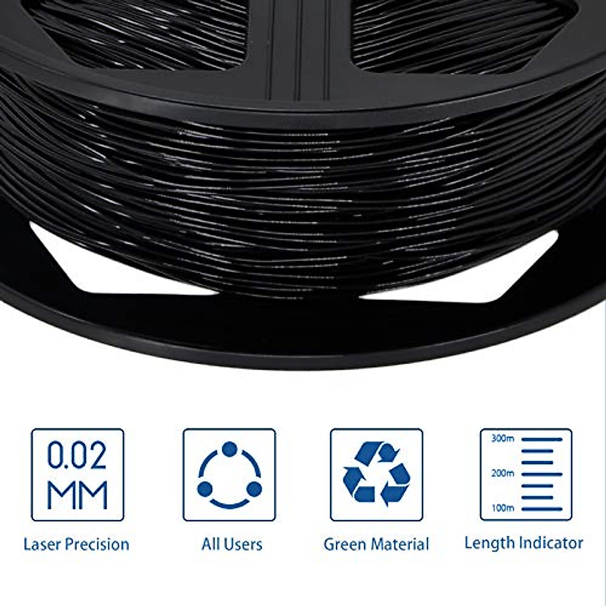 Pinuotu Flexible 3D Printer Filament, TPU Filament 1.75mm 0.8KG (2.2 lbs) Spool, Dimensional Accuracy +/- 0.03 mm, 100% Europe Raw Material (Black)