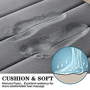 BYSURE Bathroom Rugs Sets 3 Piece Dark Grey Memory Foam Non Slip Extra Absorbent Bath Mat Set for Bathroom, Soft Bathroom Rugs and Mats Set Washable Floor Carpets