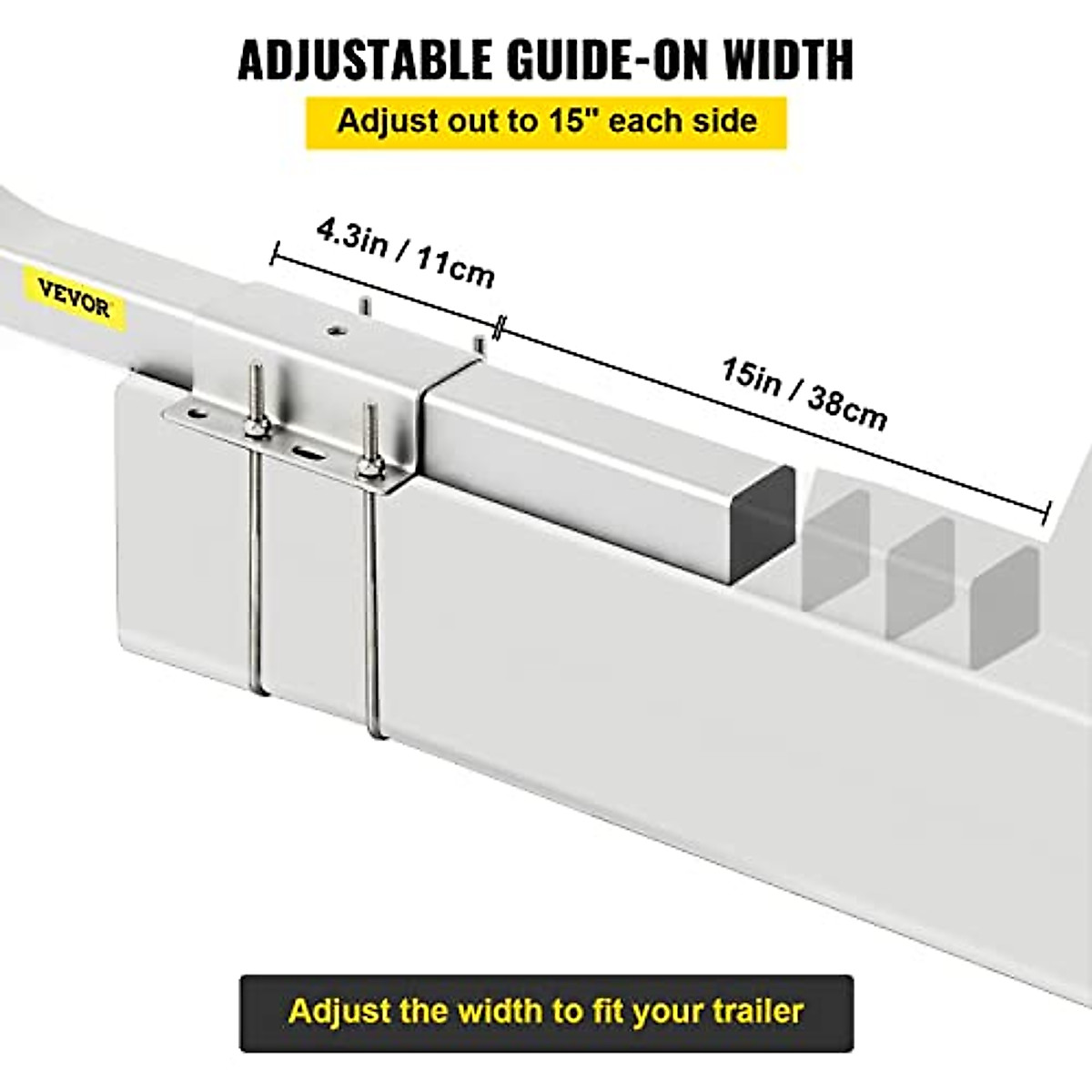 VEVOR Boat Trailer Guide-ons, 40", 2PCS Steel Trailer Post Guide on, Trailer Guides with PVC Pipes, Mounting Hardware Included, for Ski Boat, Fishing Boat or Sailboat Trailer, White