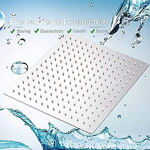 Rain Shower Head 12 inch, 304 Stainless Steel Large High Pressure Square Rainfall Showerhead for Bathroom, Easy to Install, Awesome Shower Experience