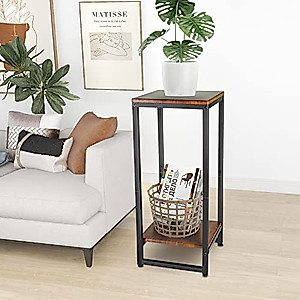 Jo.Devivre 30 inch tall plant stands Indoor ,Tall Metal Single Plant Holder, 2 tier Pedestal Stands, Modern Corner Square Flower Tall Plant Tables Indoor Outdoor (Style D-2 tier)