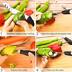 2PCS Jalapeno Pepper Corer, Stainless Steel Soft Grip Jalapeno Corer, Core Deseeder for Jalapenos, Chilis, Banana, Bell Peppers, Zucchini, Cucumber