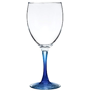 DISCOUNT PROMOS Nuance Wine Glasses by ARC 10.5 oz. Set of 10, Bulk Pack - Restaurant Glassware, Perfect for Red Wine, White Wine, Cocktails - Blue