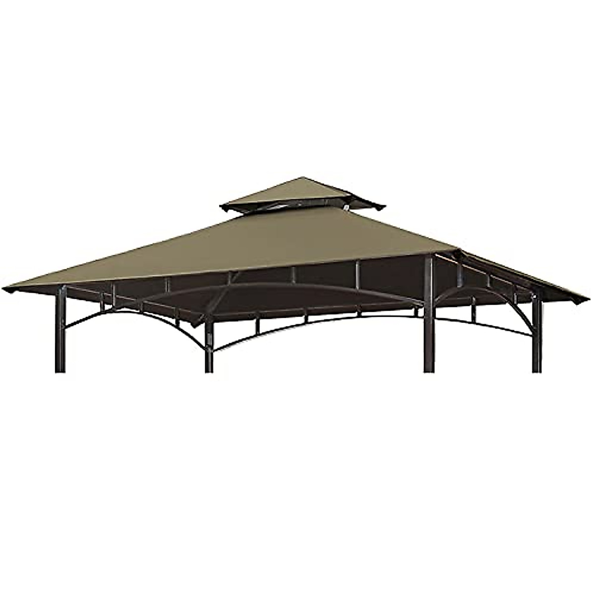 CoastShade 8 x 5 Grill BBQ Gazebo Double Tiered Replacement Canopy Roof Outdoor Barbecue Gazebo Tent Roof Top (Khaki)