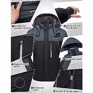 GEMYSE Men's Mountain Waterproof Ski Snow Jacket Winter Windproof Rain Jacket (Black,Medium)
