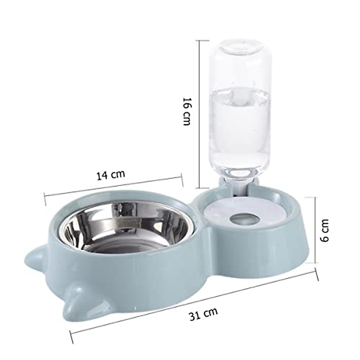 Balacoo Pet Supplies Dual Cat Water Food Bowl Feeder Drinking Blue Feeding Dog for