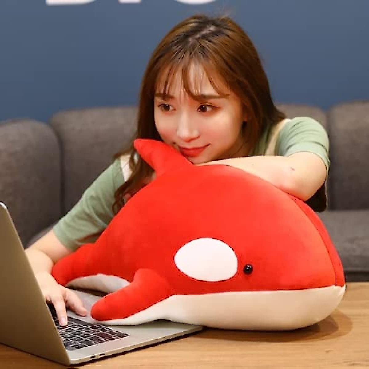 pangcangshu Nice Huggable Big Killer Whale Doll Pillow Whale Orcinus orca Black and White Whale Plush Toy Doll Shark Kids Boys Soft Toy(Red,95cm/37.4 inch)…