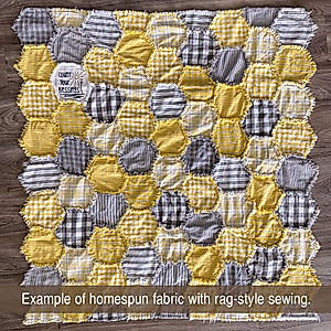Summer Yellow 6 Cotton Homespun Plaid Fabric by JCS - Sold by The Yard