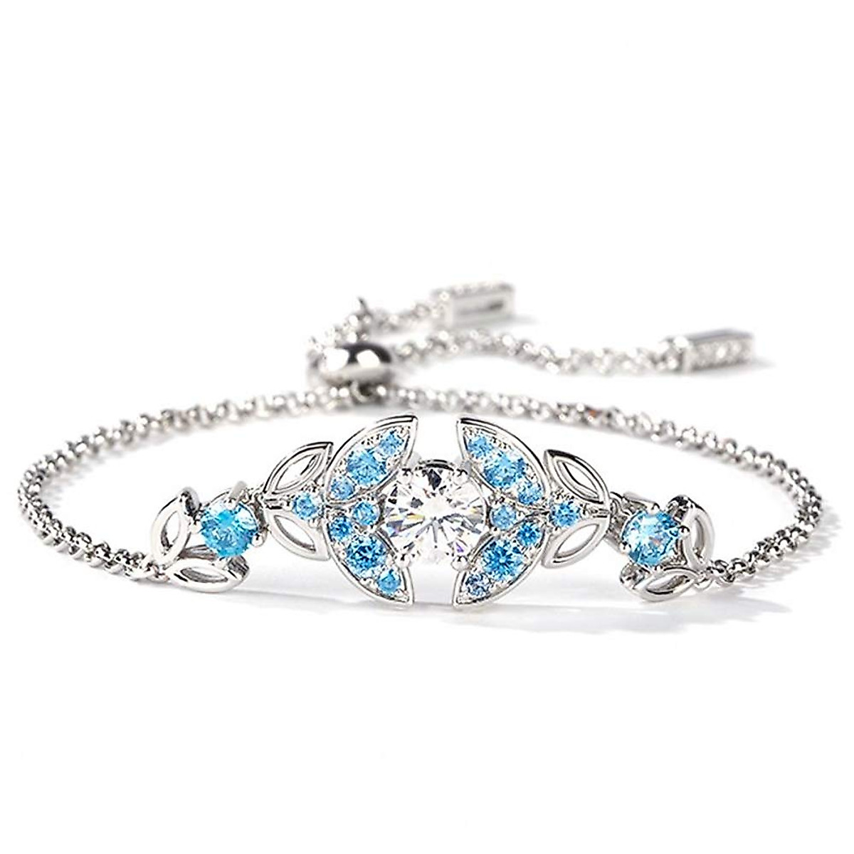 Jeulia Butterfly Round Cut Sterling Silver Bracelet for Women Teen Girls Bride Girlfriend Wife with Jewelry Box