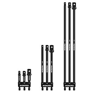 WORKPRO 9-Piece Socket Adapter Extension Set, 1/4, 3/8, 1/2-Inch Drive, 1/4-Inch Hex Shank, Impact Grade Extension Bit with Holder for Power Drill & Impact Driver