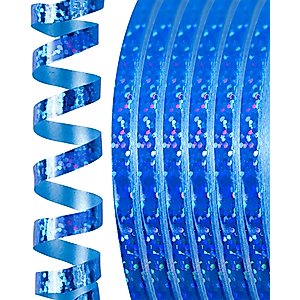 PartyWoo Blue Ribbon, 600 Yards Iridescent Crimped Curling Ribbon for Balloons, Wedding, Florist Flower (6 Rolls, 100 Yards/Roll)