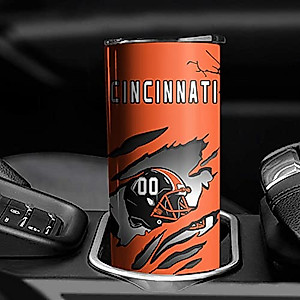 20oz Customs Football City Tumbler with Lid and Straws, Personalized Football GIfts for Fans, Travel Cup Adds Your Name and Number