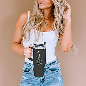 Ships Next Day,40 oz Tumbler with Handle and Straw,Custom Stainless Steel Insulated Tumbler with Name Travel Coffee Mug Personalized Christmas Gifts for Women