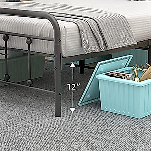 GaoMons Full Size Bed Frame with Headboard, Metal Slats Support Platform Bed Frame with Ample Storage Space, No Box Spring Needed (Full)