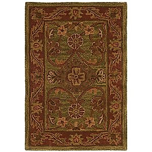 SAFAVIEH Golden Jaipur Collection 2'3" x 4' Green / Rust GJ250A Handmade Traditional Premium Wool Accent Rug