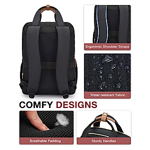 BAGSMART Travel Backpack for Women, 15.6 Inch Laptop Backpack, Teacher Backpack with USB Charging Hole, Casual Daypack College School Bookbags, Large Capacity Computer Backpacks for Business, Black