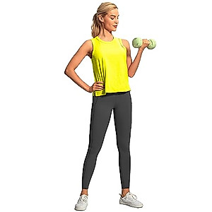 Hiverlay Workout Tank Tops for Women Sleeveless Athletic Cropped Tank Top Sports Gym Muscle Running Shirts Blazing Yellow XXL