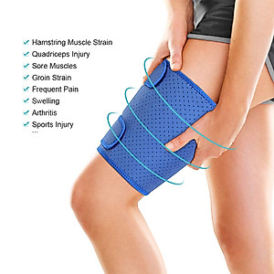 Thigh Support, Super Breathable Thigh Compression Brace Thigh Support Wrap with Anti-Slip Lining for Men & Women Hamstring Injury Prevention and Recovery