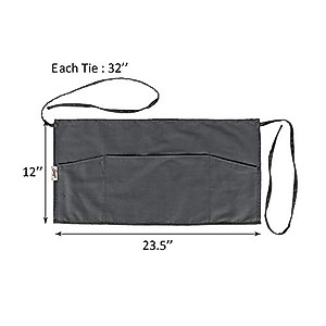 GNEGNI 3 Pockets Waist Apron-Waitress Waiter Server Apron Short Half Uniform Apron Dark Gray