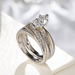 Jeulia Wedding Rings Engagement Rings for Women Anniversary Promise Ring Bridal Sets 925 Sterling Silver with 1.6 ct Primary Stone+ 0.32 ct Side Stone