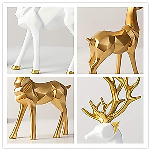 OUTASIGHT Nordic Style Origami Elk, Resin Sitting Standing Deer Statues, Reindeer Figurines, Ornaments Living Room TV Cabinet Wine Cabinet Gifts for Home Decoration (One Pair) (White)
