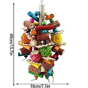 Kewkont Bird Toys, Parrot Toys for Large Birds, Natural Peppered Wood African Grey Parrots, Macaws, Cockatoos, Amazon Parrot chew Toys, Aviary Hanging Toys