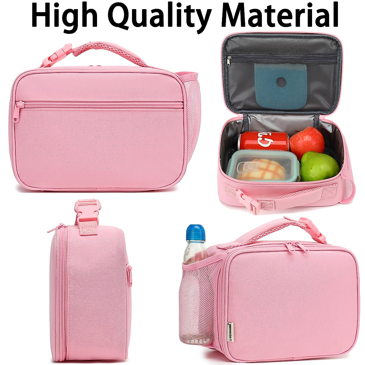 GYEUKHAM Insulated Lunch Box for School, Thermal Reusable Durable Freezable Lunch Bags for Kids Boys Girls Men Women - Small Soft Cooler Portable Lunch Tote Kit for Work Picnic Travel,Pink