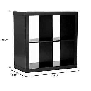 Better Homes and Gardens Bookshelf Square Storage Cabinet 4-Cube Organizer (Solid Black)