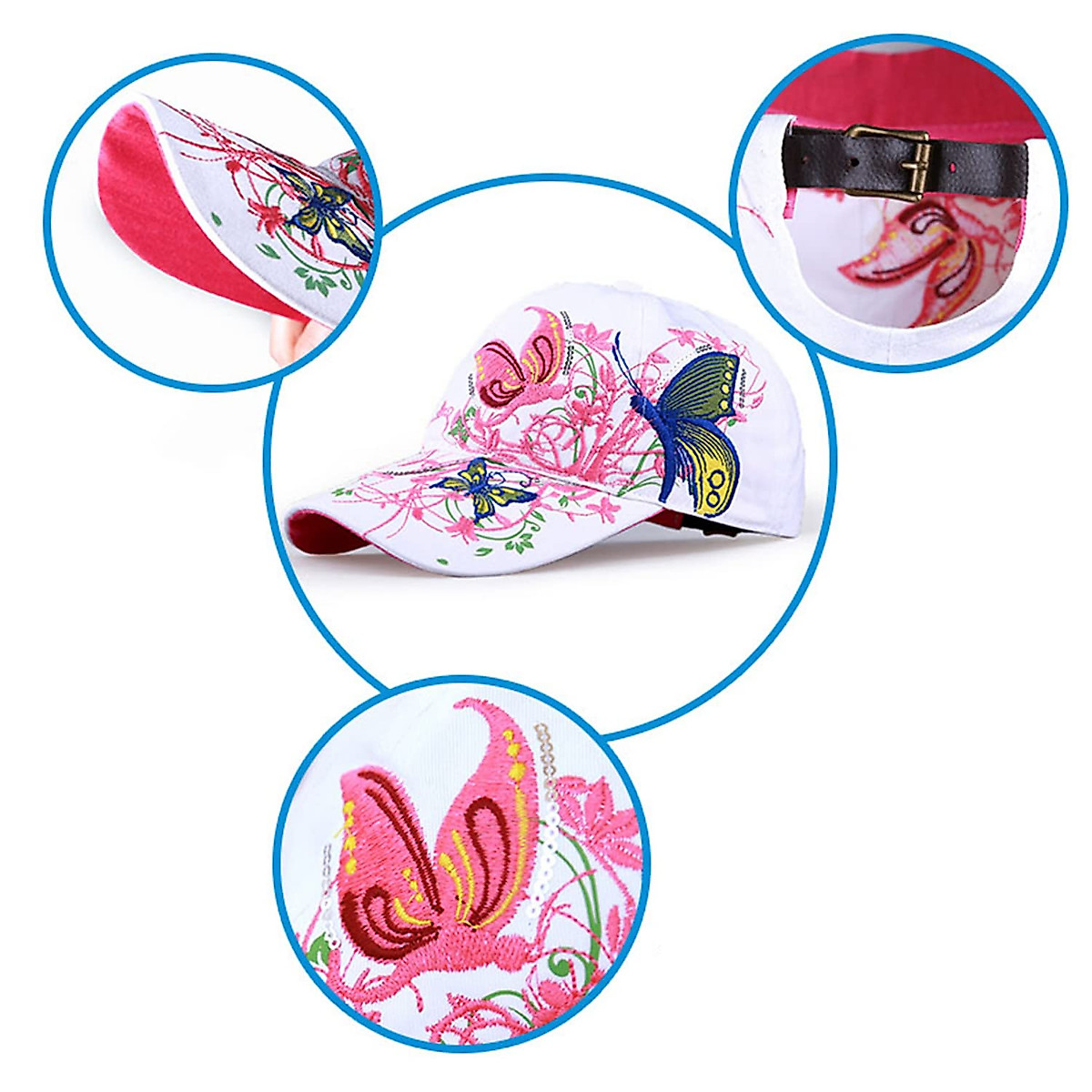 Trucker Hats California H Womens Hat Trendy Creativity Flowers Butterfly Sequins Embroidered Baseball Cap White