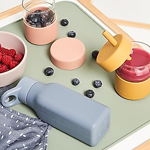 Neon Kactus Silicone Kids Bottle | Kids Water Bottle with Straw and Carry Handle for School, Travel, Sports | Drinking Bottle for Girls and Boys | BPA-Free, Dishwasher-Safe | Happy Camper, 340ml