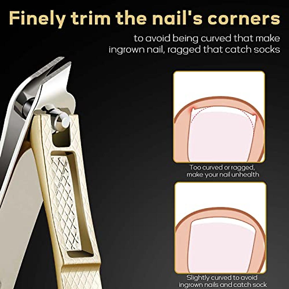 Toenail Clippers, Upgraded Toe Nail Clippers for Men, Professional Nail Clipper, Toenail Clippers for Thick Nails for Seniors (Silver)-Wanmat