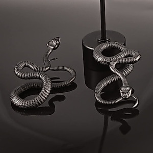 Atomhole Hypoallergenic 316 Stainless Steel Snake Dangle Ear Weights For Stretched Ears Gauges 2g Ear Plugs Body Piercing Tunnels Body Jewelry 2PCS (Black)