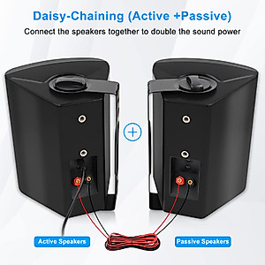 Herdio 6.5 Inches Indoor Outdoor Bluetooth Speakers Waterproof with Powerful Bass,Wall Mount Speakers Wired Weather Resistant for Patio Home Deck Porch Backyard 400 Watts(Black)