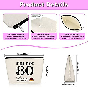 Funny 80th Birthday Gift Makeup Bag 80th Birthday Gifts for Women Grandma Mom Turning 80 Years Old Pocket Makeup Mirror Eighty Years Old Birthday Gifts Cosmetic Bag for Wife Aunt Sister Friend