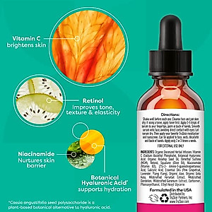 TruSkin Vitamin C-Plus Super Serum, Anti Aging Anti-Wrinkle Facial Serum with Niacinamide, Retinol, Hyaluronic Acid, and Salicylic Acid, 1 oz
