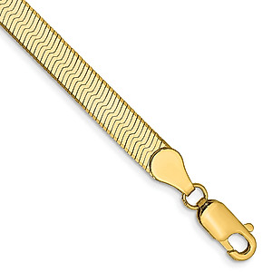 IceCarats 14K Yellow Gold 5mm Herringbone Chain Bracelet 7 inch