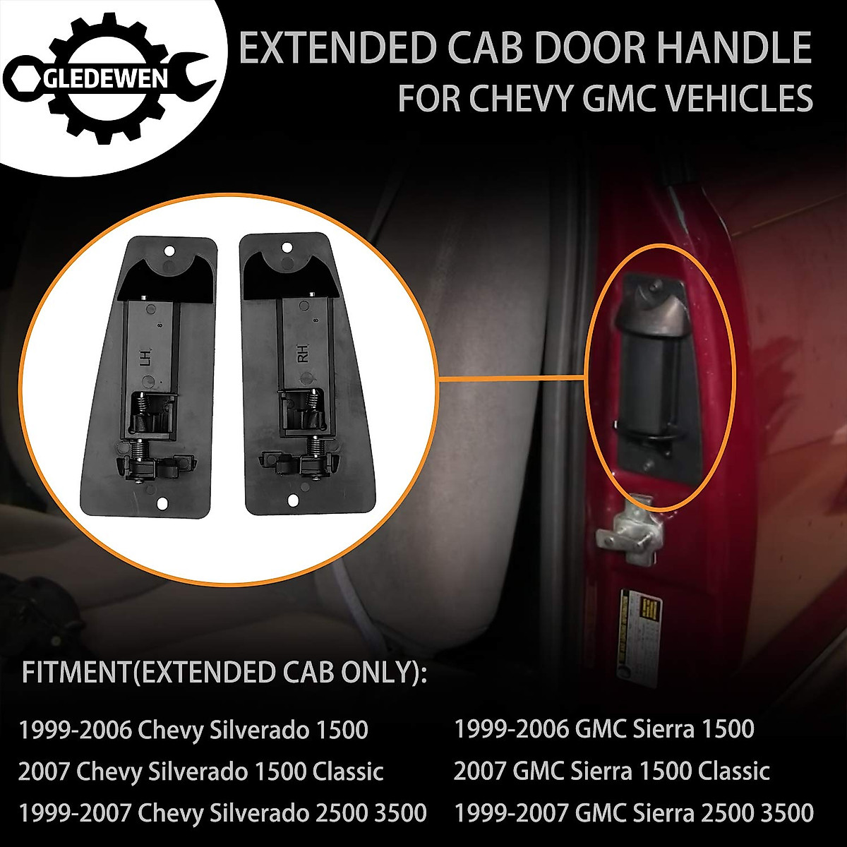 Extended Cab Door Handle Rear Left Driver and Right Passgenger Side | for 1999-2007 Chevy Silverado GMC Sierra 1500 2500 3500 | Replaces# 15758171, 15758172