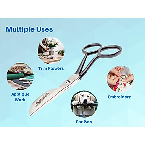 Applique Pelican Duckbill Blade - Double Bent Curved Offset Handle Scissors for Embroidery, Fabric, Arts & Craft by Artman Instruments (4.5 Inch)