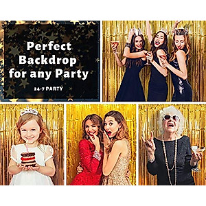 Party Backdrop (SET of 2) - Stunning Gold Foil Fringe Curtains for Birthday, Bachelorette, Christmas, New Years Eve & Graduation - Great Photo Booth Props & Fringe Curtain Party Decorations