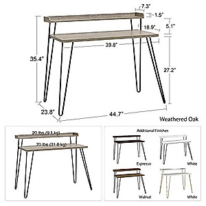 Ameriwood Home Haven Retro Riser, Desk, White with Gold Legs