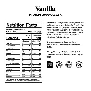 ProDough High Protein- Gluten Free Cupcake Mix, Low Carb, 13g of Protein per Cupcake, No Added Sugars, Keto Friendly, Makes 12, Healthy Dessert (Vanilla)