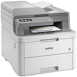 Brother MFC-L3710CW Compact Digital Color All-in-One Laser Printer, Wireless Printing, Print Scan Copy Fax, 19 ppm, 250-sheet, Built-in Wireless, 600x600DPI, 512 MB, Bundle with JAWFOAL Printer Cable
